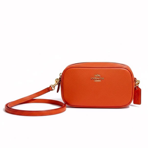 Coach | Bags | Coach Sunset Orange Leather Mini Crossbody Camera Bag ...